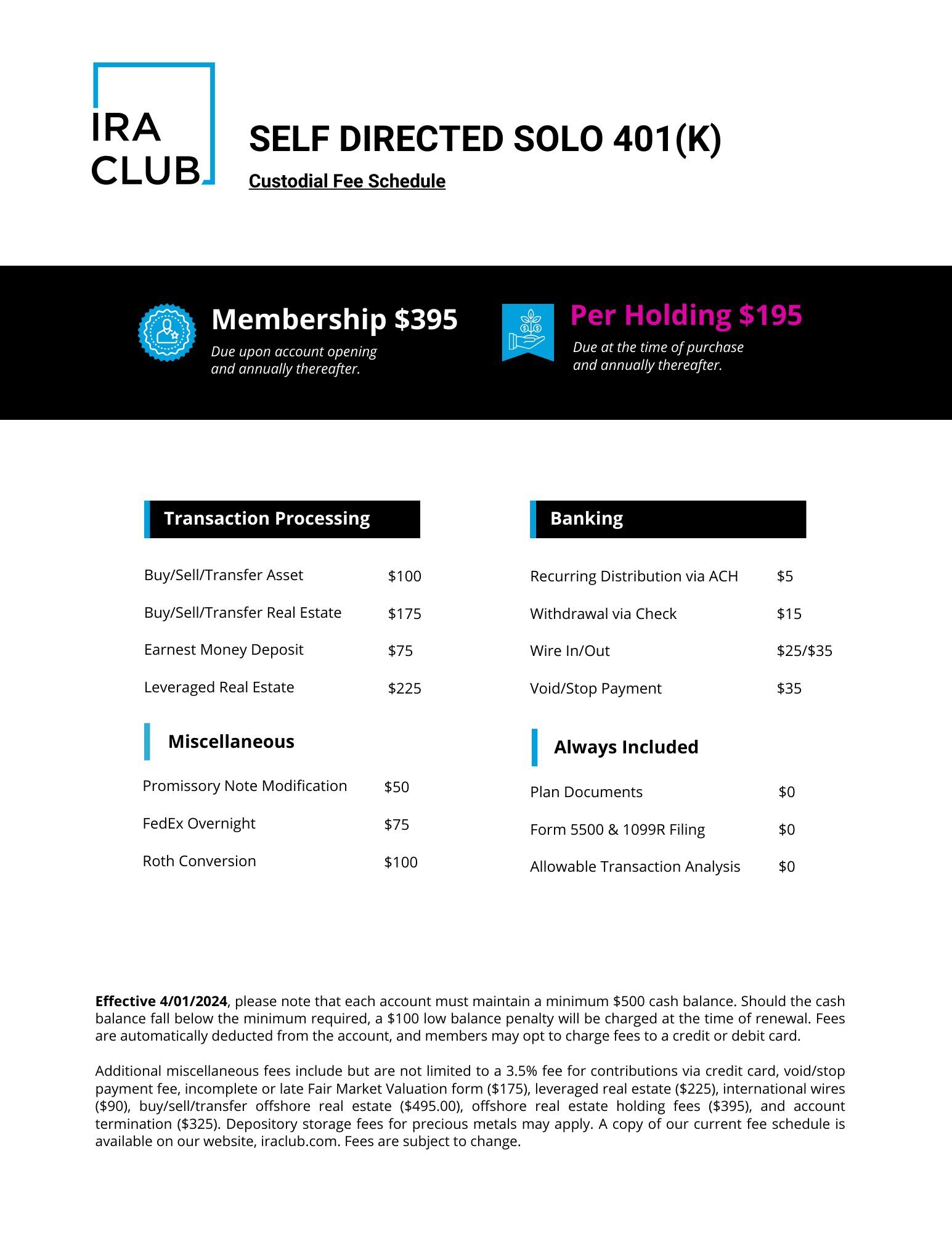 Pricing - IRA Club